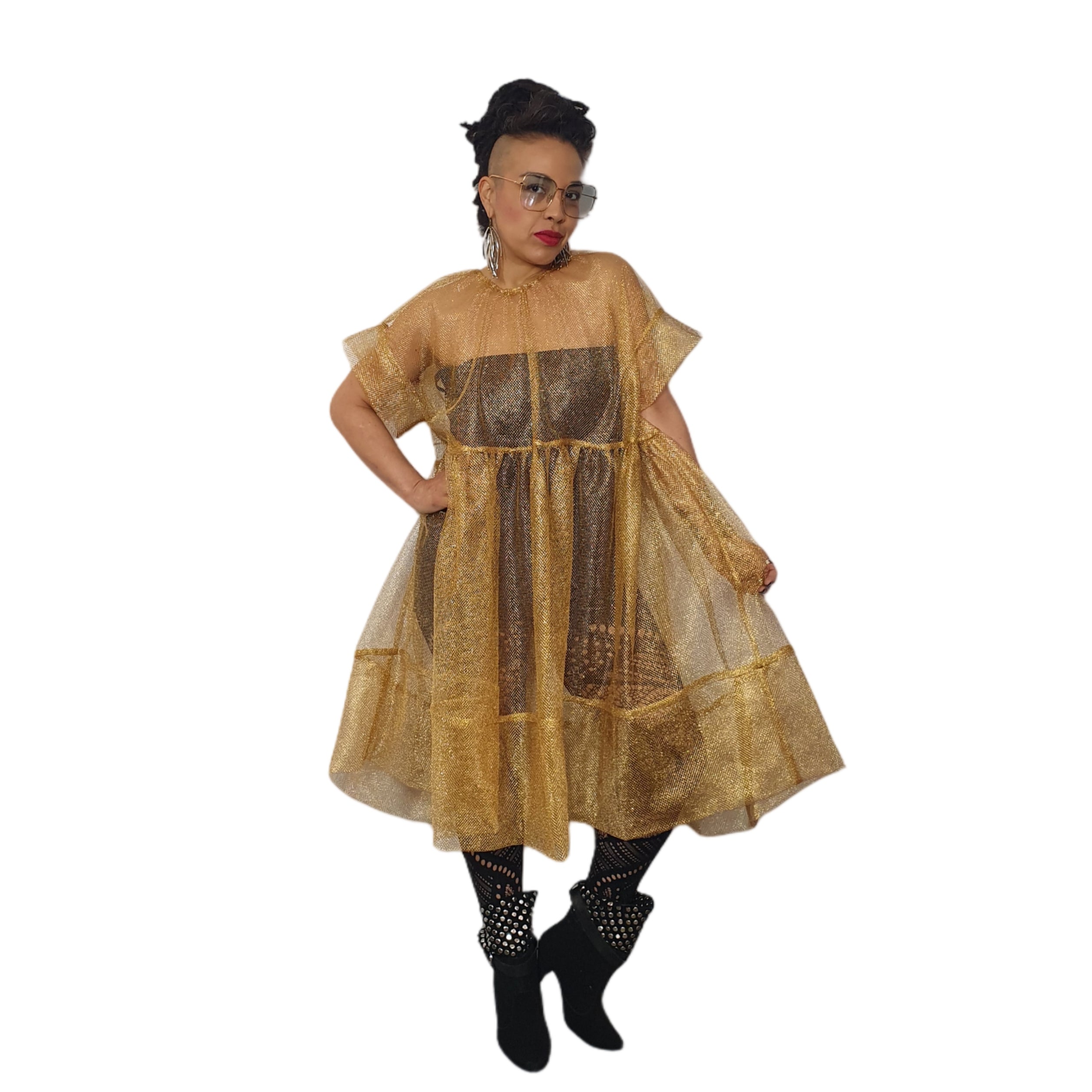 Jolly Dress Gold Mesh – fernandacovarrubias